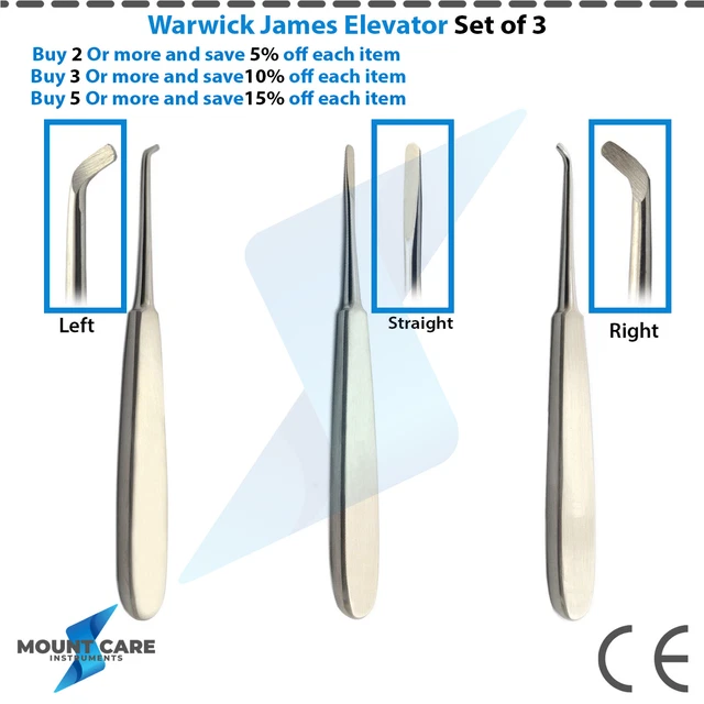WARWICK JAMES ELEVATOR Kit Surgical Root Elevators Dental Tooth ...