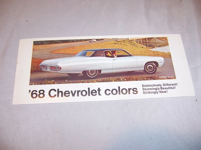 1968 CHEVY CARS Color Chart Brochure Original GM NOS $16.32 - PicClick AU