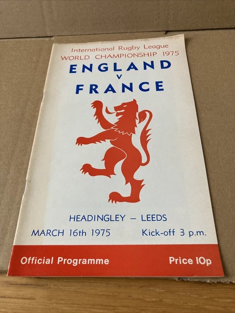 ENGLAND VS FRANCE Rugby League World Championship 16/03/1975 £6.00 ...