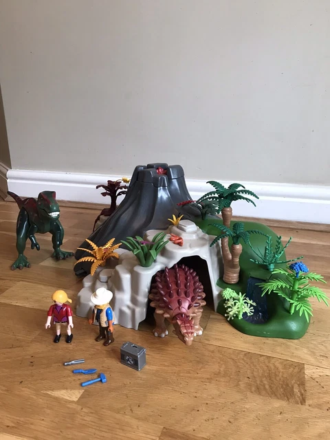 PLAYMOBIL EXPLODING VOLCANO with T-Rex and Ankylosaur Dinosaur Set ...