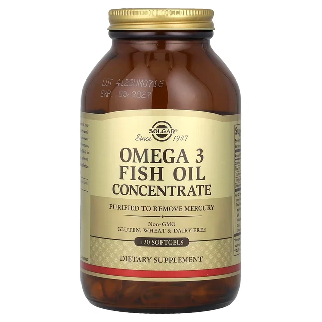 SOLGAR, OMEGA-3 FISH Oil Concentrate, 120 Softgels Fast Fresh UK Stock ...