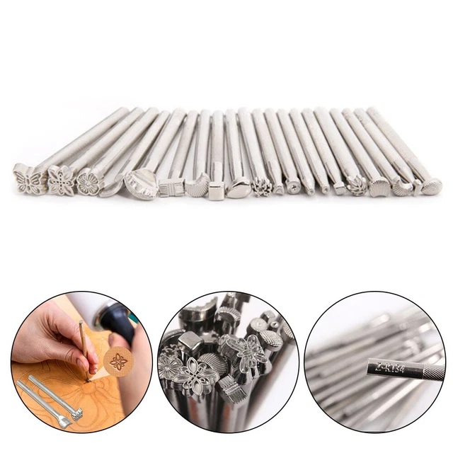 ENSEMBLE D'OUTILS D'ESTAMPAGE Premium Leathercraft avec 20 motifs ...