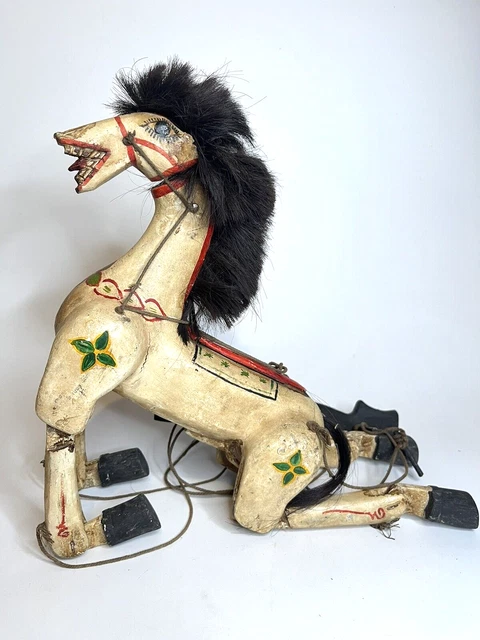UNUSUAL LARGE ANTIQUE Vintage Marionette Pelham Wooden String Horse ...