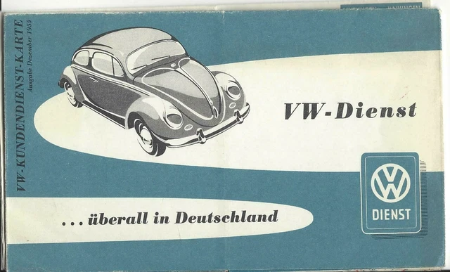 VW SERVICE EVERYWHERE Germany 1955 card Karmann van pretzel oval beetle ...
