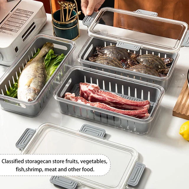 AIRTIGHT FOR FRIDGE Dispenser Plastic Self Drain Food Storage Container ...