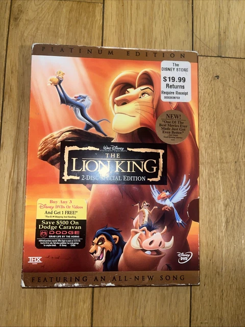 THE LION KING (DVD, 2003, 2-Disc Set, Platinum Edition) $17.09 ...