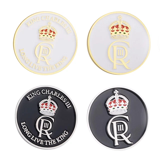 KING CHARLES III Broche Badge Émail L'Officiel Cipher 25mm 30mm 35mm ...
