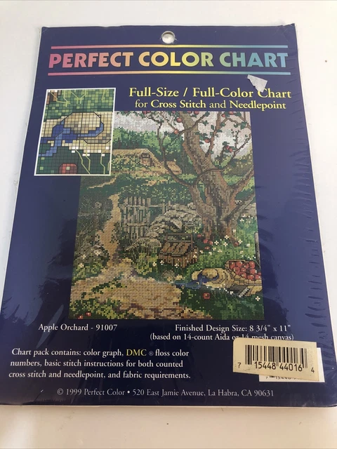 PERFECT COLOR CHART Full-Color Chart Cross Stitch/Needlepoint Apple ...