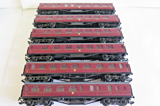 OO GAUGE DAPOL Stanier 57' and 60' LMS Maroon Coaches x6 Boxed ...
