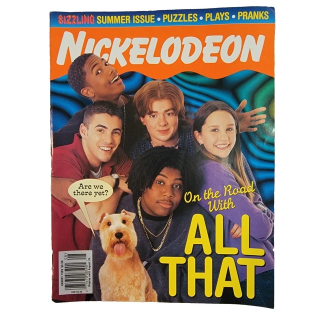 NICKELODEON MAGAZINE ON The Road With ALL THAT August 1999 Issue £11.65 ...