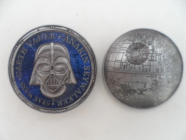 STAR WARS DARTH VADER DEATH STAR Domed 3D - Silver /coloured commem ...