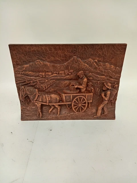 VINTAGE WOOD CARVING Panel CA.Morand 12.5 X 16 Inches Unique Rare ...