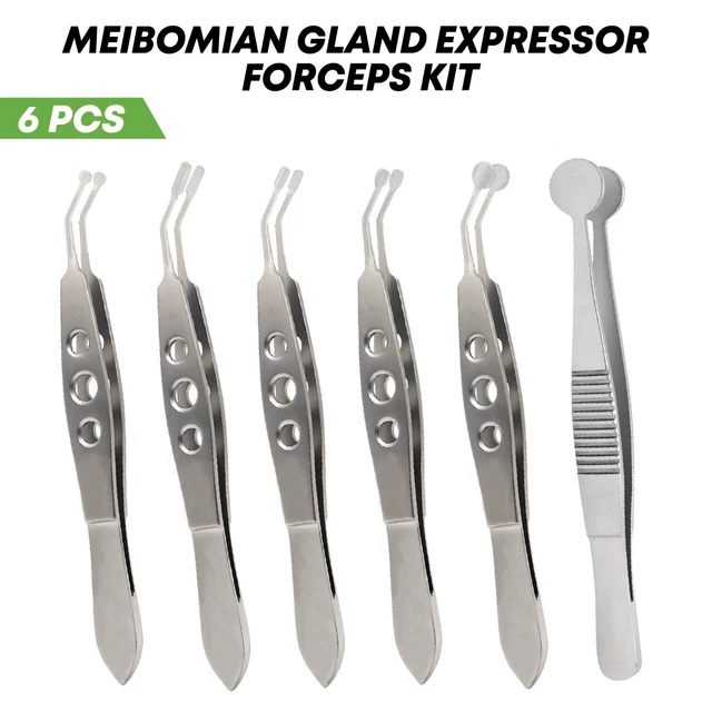 6 PCS MEIBOMIAN Gland Expressor Forceps Kit Ophthalmic instruments ...