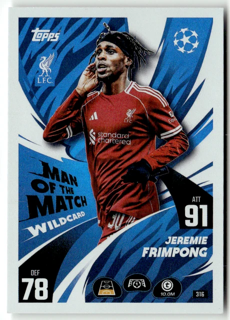 TOPPS MATCH ATTAX CL 2025-26 No. 316 Jeremie Frimpong Man of the Match ...