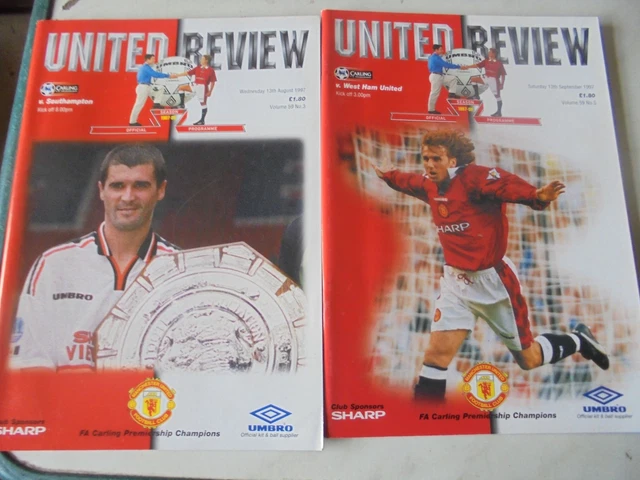 15 MANCHESTER UNITED Home Programmes from 1997-98 Season SEE LIST £12. ...