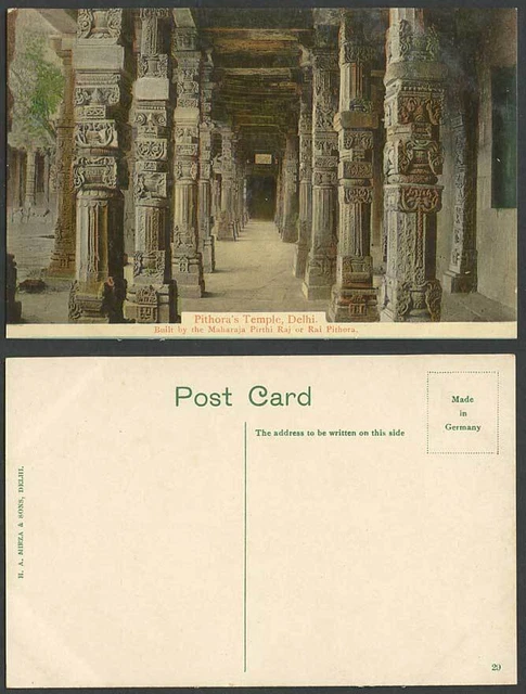 INDIA OLD POSTCARD Pithora's Temple Delhi Built by Maharaja Pirthi Raj ...