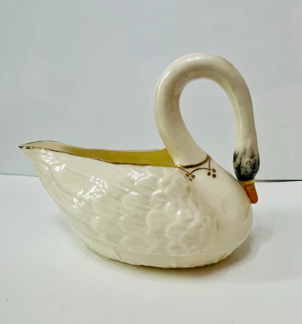 RARE VINTAGE IRISH Belleek Swan Creamer 1891-1926 Second Black Mark £ ...