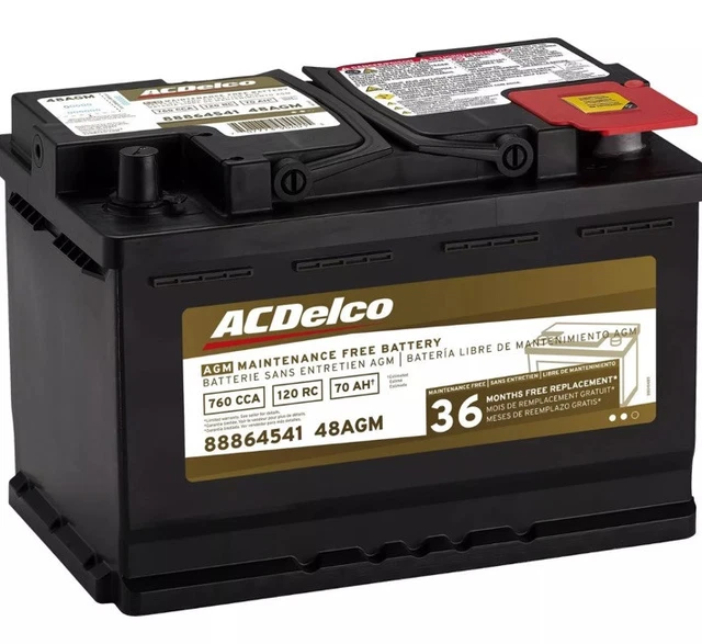 VEHICLE BATTERY-36 MONTH Warranty AGM ACDelco 48AGM RECHARGED LIKE NEW ...