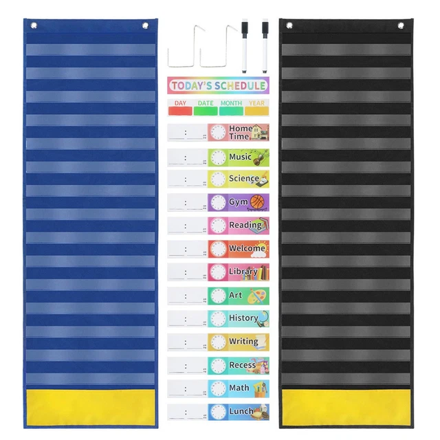 DAILY SCHEDULE POCKET Chart 151 Classroom Schedule with Dry-erase Pens ...
