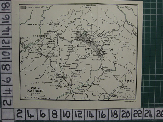 1959 INDIA/PAKISTAN TOURIST Map ~ Part Of Kashmir Temple Islamabad ...