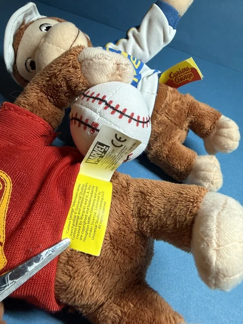 CURIOUS GEORGE PLUSH Pair Monkey Baseball Racing George Soft Toy Marvel ...