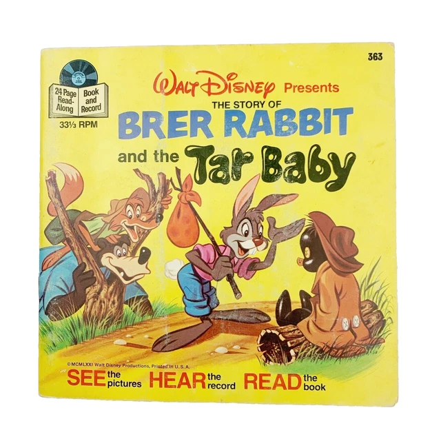 VINTAGE BRER RABBIT & The Tar Baby Book & Record 33 1/3 Walt Disney ...
