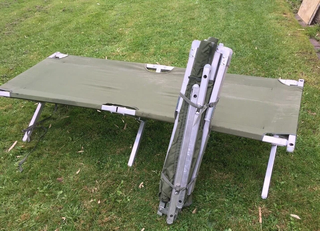 PAIR OF REYES Industries Army Military Cot Folding Aluminium Frame £100 ...