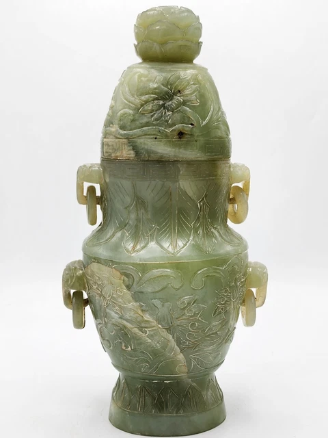 ANCIENT CHINESE VASE sculpted in Jade, Qing Dynasty £393.34 - PicClick UK