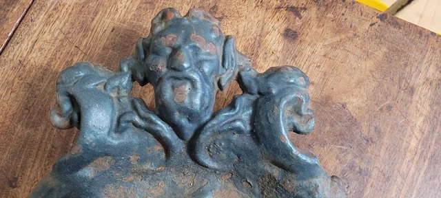 ANTIQUE VICTORIAN GOTHIC Devil/Hound Coalbrookdale Cast Iron Boot/Shoe ...