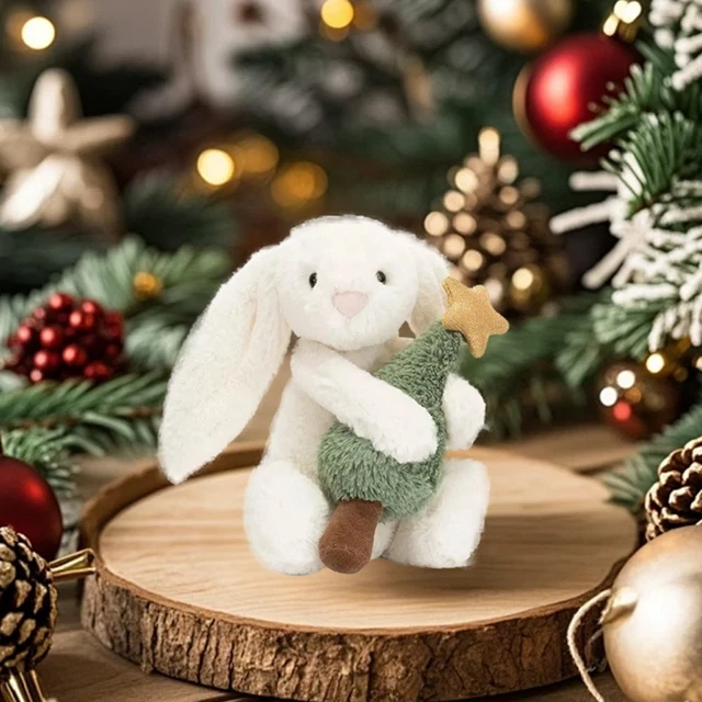 CHRISTMAS BUNNY PLUSH 18cm Soft Bunny with Festive Tree Toy Doll Xmas ...