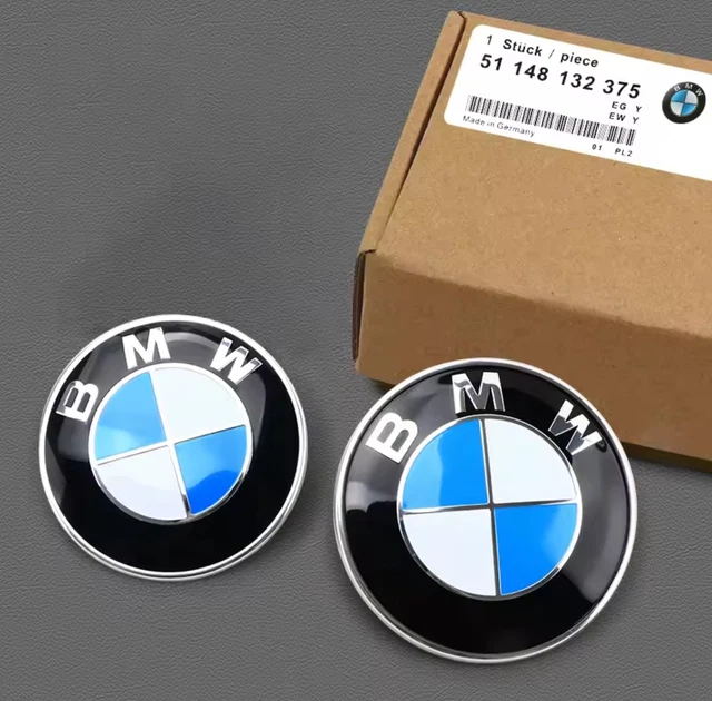 2X BMW INSIGNE logo Capot Emblème 74 et 82mm E46 E90 E92 E60 E34 E36 ...