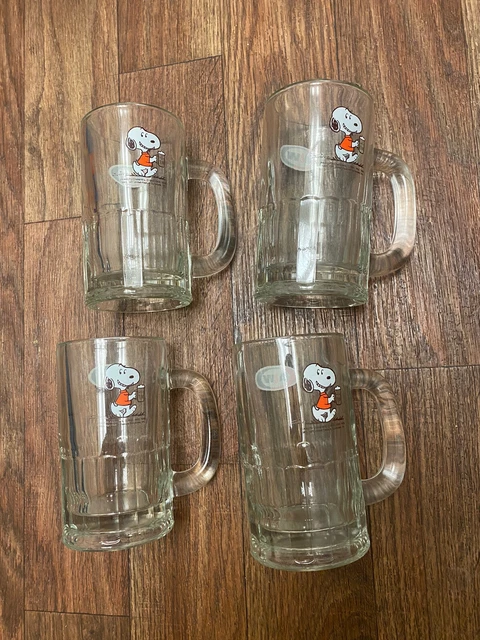 VINTAGE 1971 PEANUTS Snoopy A & W Root Beer Clear Glass Mug Cup With ...