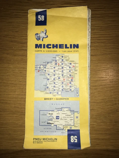VINTAGE MICHELIN MAP Brest Quimper Map 58 £3.58 - PicClick UK
