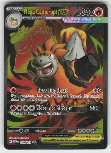 MEGA CAMERUPT EX Ultra Rare ME01: Mega Evolution 156/132 Pokemon £5.38 ...