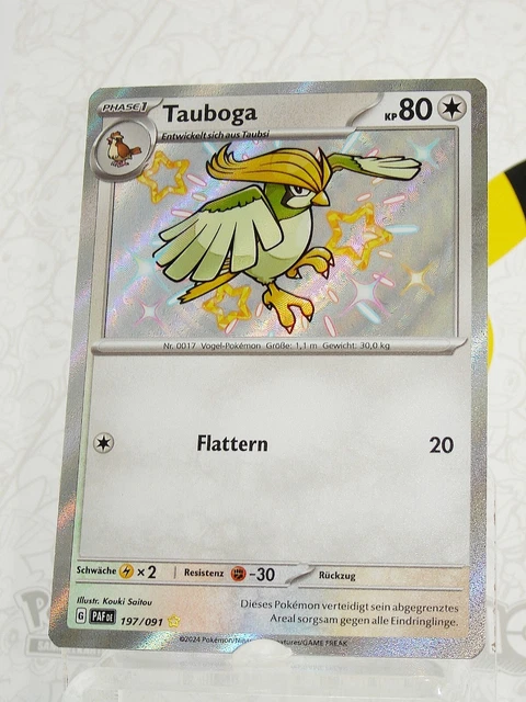 POKEMON KARTE TAUBOGA Pidgeotto Holo 197/091 Shiny Treasure Paldeas ...