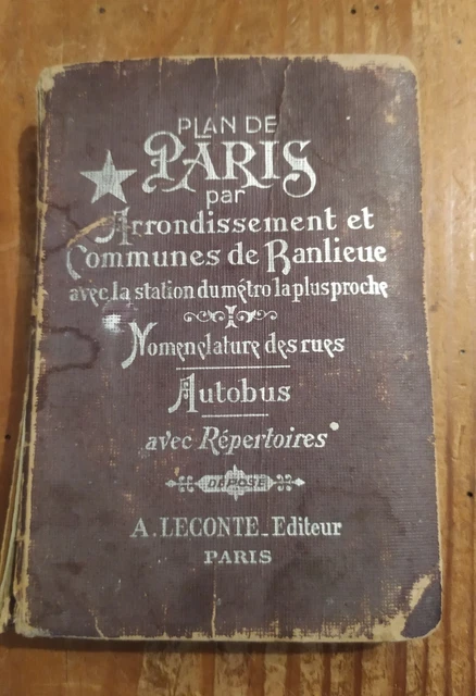 PLAN DE PARIS Arrondissement Rues Stations de métro autobus Édition LECONTE 1963 EUR 30,00 ...