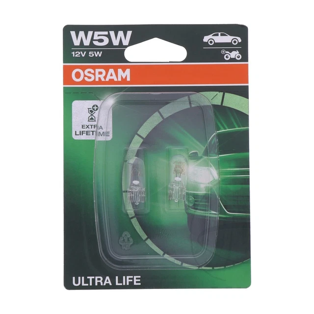 OSRAM BULB 12V5W W2.1X9.5D Twin Blister Pack 1 For Vespa GTS 125 2007 ...