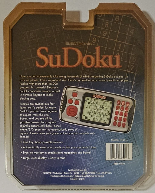 NEW SUDOKU PUZZLE Hand Held Electronic Game 16000 Puzzles Excalibur ...