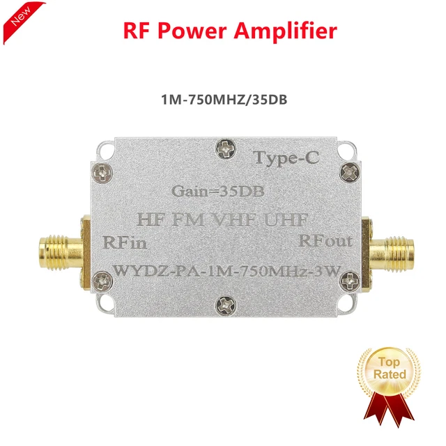 HF FM VHF UHF 1MHZ-750MHZ RF Power Amplifier FM Transmitter Amp 35DB 3W ...