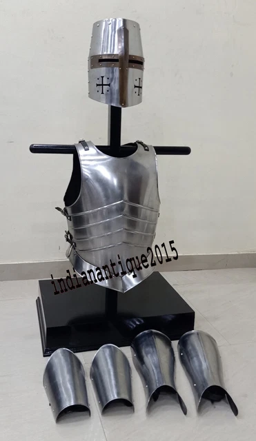 MEDIEVAL CRUSADER TEMPLAR Knight Helmet Armor Breastplate Jacket Arm Leg Guard d EUR 221,06 ...