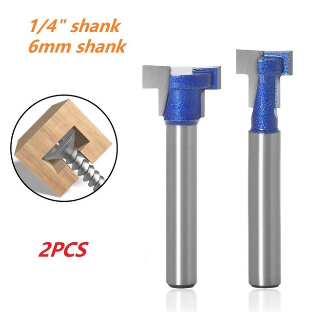 2 PC 1/4 Wood Router Bit Shank T-Slot Alloy Keyhole Slotting Milling ...