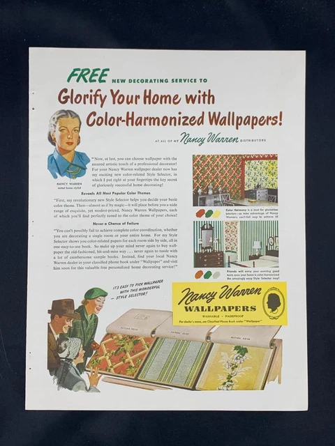 MAGAZINE AD* - 1949 - Nancy Warren Wallpapers - Mid Century Modern EUR ...