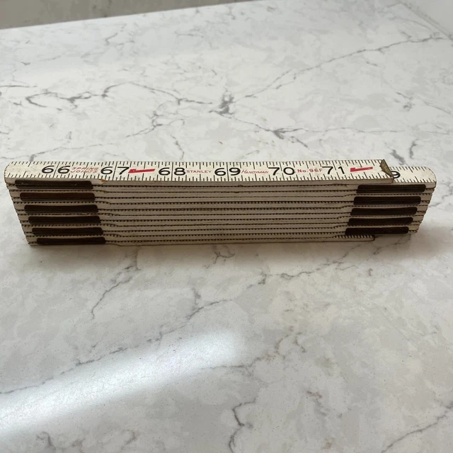 VINTAGE STANLEY HANDYMAN No. 96F Wooden Zig Zag Inch Tape Folding Ruler ...