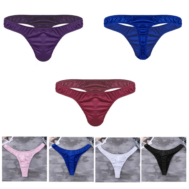 Satin Sissy Panties Sexy Mens Pouch Thong Bikini Briefs Underwear G