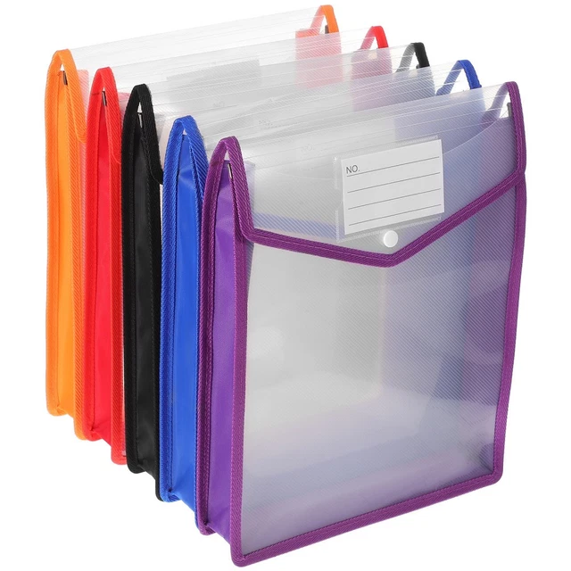 5 PCS PLASTIC File Holder Documents Organizers Multi-functional Pouch ...