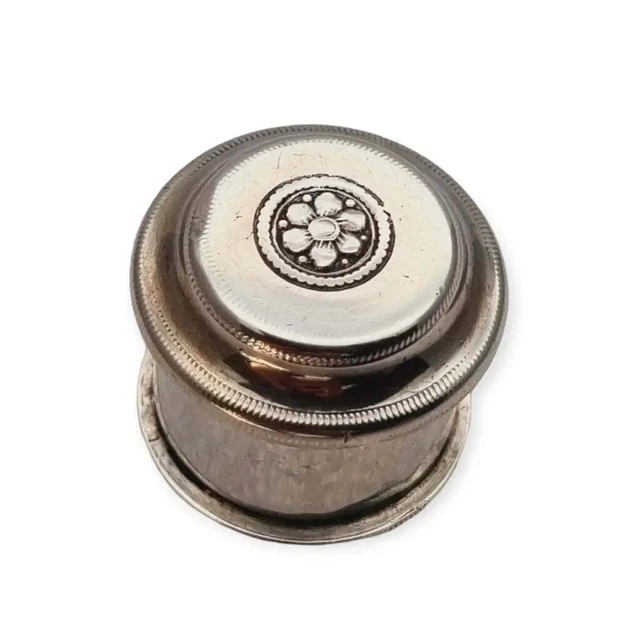 PETITE BOÎTE RONDE ancienne en argent, thème floral à collectionner ...