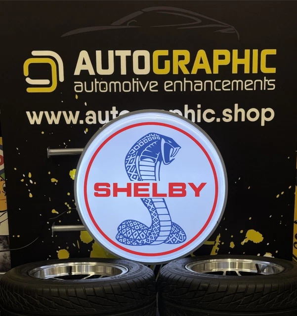 SHELBY LOGO LIGHT Up Box Circle Mancave Workshop LED Wall Sign Garage ...