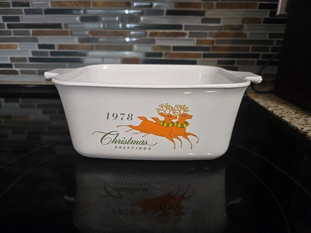 RARE VINTAGE CORNING Ware 1978 Christmas Employee Only P-4-B Loaf Pan £ ...
