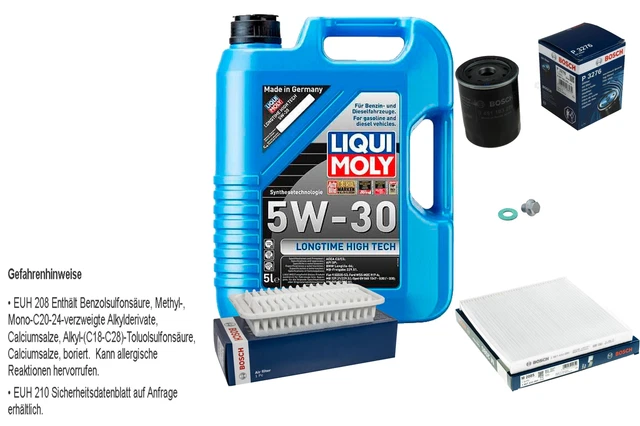 BOSCH INSPECTION SET 5 L Liqui Moly Longtime High Technologie 5W-30 pour Toyota EUR 98,51 ...