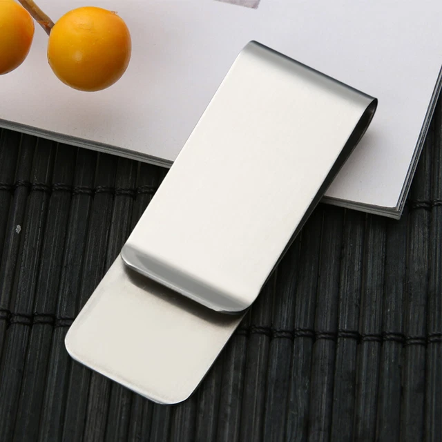 B# STAINLESS STEEL Cash Card Clamp Slim Metal Money Clip for Pocket ...